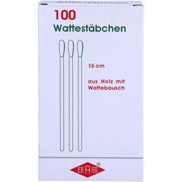B&uuml;ttner-Frank Wattest&auml;bchen Holz 15 cm m.Wattebausch 100 St