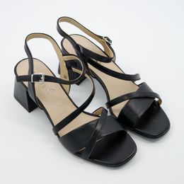 Caprice Schwarze Sandalen mit Absatz aus Leder
