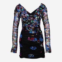 Desigual Schwarzes Minikleid mit Blumenmuster