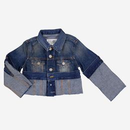 MM6 Blaue Jeansjacke mit aufgerolltem Design