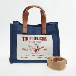True Religion Blau-braune Tote Bag mit abnehmbarem Riemen