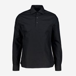 Michael Kors Schwarzes Slim Fit Oxford-Polohemd mit lange &Auml;rmel
