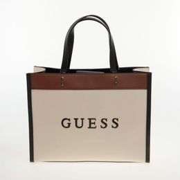 Guess Cremefarbene Tote Bag aus Kunstleder