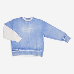 MM6 Wei&szlig;-blaues Sweatshirt mit Waschung