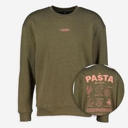 Gr&uuml;nes Sweatshirt mit Pasta-Motiv