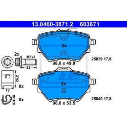 ATE Bremsensatz, Scheibenbremse Bremsensatz-Vorn und Hinten SG00000E0J Hinterachse bel&uuml;ftet 283mm 26mm f&uuml;r Citro&euml;n Opel Peugeot