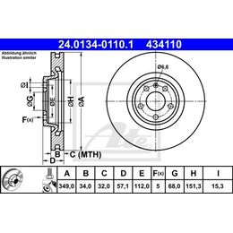 ATE Bremsensatz-Vorderachse SG00000B3E Bremsensatz, Scheibenbremse vorne rechts links bel&uuml;ftet 349mm f&uuml;r VAG 4M0615121S 4M0615301AB 4KE698151F