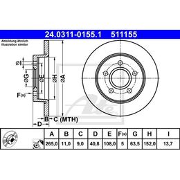 ATE Bremsensatz-Hinterachse SG00000D0W Bremsensatz, Scheibenbremse vorne hinten rechts links bel&uuml;ftet 265mm f&uuml;r GENERAL MOTORS MAZDA VAUXHALL SAAB FOR