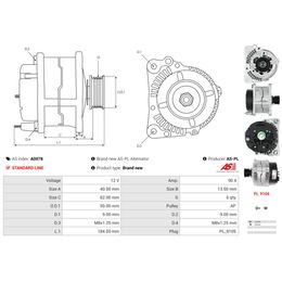 AS-PL Generator A0078 12V 90A f&uuml;r VW 028903025B 028903025A 28903027Q