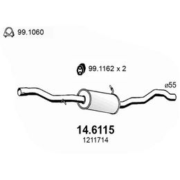 Asso Mittelschalld&auml;mpfer 14.6115 f&uuml;r VW SEAT AUDI FORD 7M3253409R 1484009 1211714