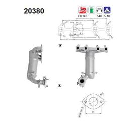 AS Katalysator 20380 f&uuml;r FORD 1048884 1076722 1030535