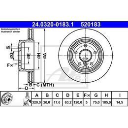 ATE Bremsensatz, Scheibenbremse ijzjsgkwb4 Hinterachse bel&uuml;ftet 320mm 20mm f&uuml;r BMW