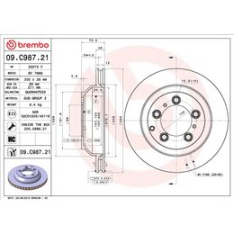 Brembo Bremsscheibe COATED DISC LINE 09.C987.21 hinten rechts links innenbel&uuml;ftet 330mm f&uuml;r PORSCHE 9Y0615601A