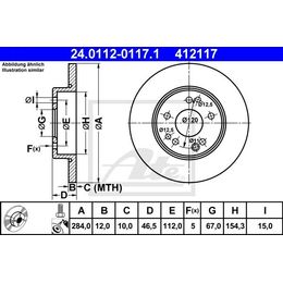 ATE Bremsensatz-Vorn und hinten SG00000D6I Bremsensatz, Scheibenbremse vorne rechts links voll 284mm f&uuml;r MERCEDES-BENZ CHRYSLER A2034230112 1244230512