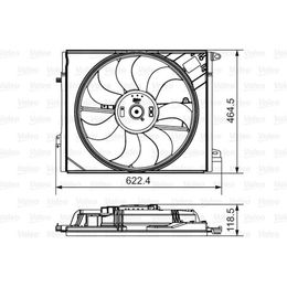 Valeo L&uuml;fter, Motork&uuml;hlung 696882 mit Halter f&uuml;r RENAULT 214814354R 214819674R