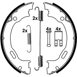 ATE Bremsbackensatz, Feststellbremse 03.0137-4014.2 hinten rechts links mit Zubeh&ouml;r f&uuml;r FIAT MERCEDES-BENZ CHRYSLER A1634200220 K05137624AA K68020626A