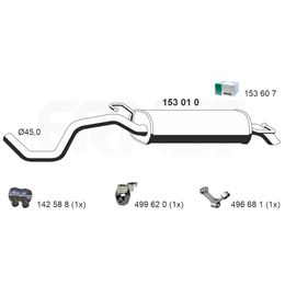Ernst Endschalld&auml;mpfer 153010 f&uuml;r VAG 1J6253609R 1J6253609AK 1J6253609AF