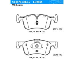 ATE Bremsbelagsatz, Scheibenbremse Ceramic 13.0470-3865.2 vorne rechts links f&uuml;r BMW 34116850567 34118854999 34116858910