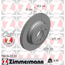Zimmermann Bremsscheibe COAT Z 150.3432.20 hinten rechts links au&szlig;enbel&uuml;ftet 320mm f&uuml;r BMW 34213332217