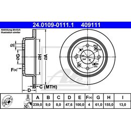 ATE Bremsensatz-Vorn und hinten SG00000DOW Bremsensatz, Scheibenbremse vorne rechts links bel&uuml;ftet 239mm f&uuml;r HONDA 42510-SR3-G00 45022-SAA-E50 45022-S