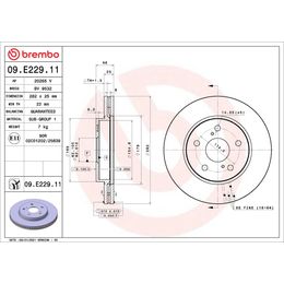Brembo Bremsscheibe 09.E229.11 vorne rechts links bel&uuml;ftet 282mm f&uuml;r SUZUKI TOYOTA T435120239 4351202390