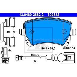 ATE Bremsensatz, Scheibenbremse 1420-22110 hinten rechts links bel&uuml;ftet 294mm f&uuml;r VAG 7E0615601D JZW698451L 7E0698451