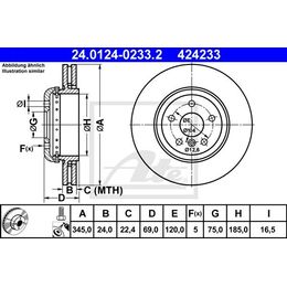ATE Bremsensatz-Hinterachse IJF141HDQ6 Bremsensatz, Scheibenbremse hinten rechts links bel&uuml;ftet 345mm f&uuml;r BMW 34212284389 34216867175 34216775346