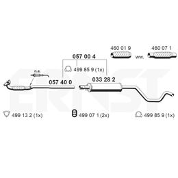 Ernst Mittelschalld&auml;mpfer Set 057004 f&uuml;r GENERAL MOTORS OPEL 5852481 13204578 13107573