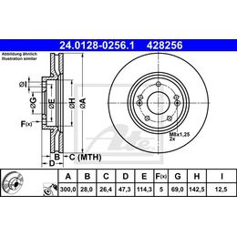 ATE Bremsensatz-Vorn und hinten SG00000DKD Bremsensatz, Scheibenbremse vorne rechts links bel&uuml;ftet 300mm f&uuml;r HYUNDAI KIA SSANGYONG 58302-CMA10 4841335