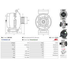 AS-PL Generator A0612PR 12V 120A f&uuml;r HOLDEN GENERAL MOTORS STEYR DAF SAAB OPEL 24415914 9152247 55556065