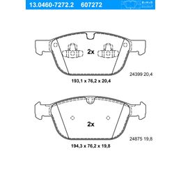 ATE Bremsbelagsatz, Scheibenbremse 13.0460-7272.2 vorne rechts links f&uuml;r VOLVO 31277334 30793943 31687104