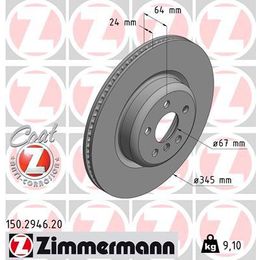 Zimmermann Bremsscheibe 150.2946.20 hinten rechts links innenbel&uuml;ftet 345mm f&uuml;r TOYOTA BMW 34206880079 34208853554 34216860925