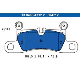ATE Bremsbelagsatz, Scheibenbremse 13.0460-4712.2 hinten rechts links f&uuml;r PORSCHE 99135293902