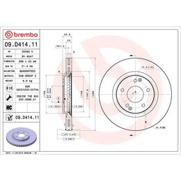 Brembo Bremsscheibe COATED DISC LINE 09.D414.11 vorne rechts links innenbel&uuml;ftet 298mm f&uuml;r SSANGYONG 4144135000 4144135001 4144135002