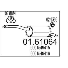 MTS MARKENTECHNIKSERVICEGMBH & CO. KG MTS Endschalld&auml;mpfer 01.61064 f&uuml;r DACIA 6001549415 6001549416