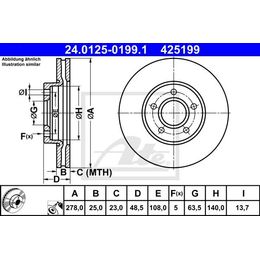ATE Bremsensatz-Vorn und hinten SG00000DME Bremsensatz, Scheibenbremse vorne rechts links bel&uuml;ftet 280mm f&uuml;r GENERAL MOTORS MAZDA VAUXHALL SAAB FORD V