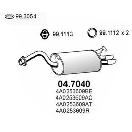 Asso Endschalld&auml;mpfer 04.7040 f&uuml;r VW AUDI 4A0253609R 4A0253609M 4A0253609AC
