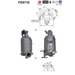 AS Ru&szlig;-/Partikelfilter, AbgASanlage FD5118 f&uuml;r HYUNDAI KIA 289902A820 289902A650 289902A640
