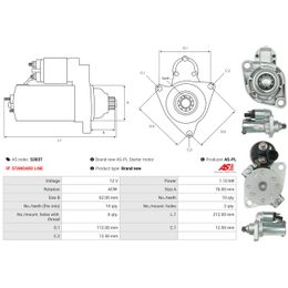 AS-PL Starter S3037 12V f&uuml;r VW 02M911023G 02M911023E 2M911023MX