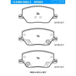 ATE Bremsbelagsatz, Scheibenbremse 13.0460-5662.2 vorne rechts links mit Zubeh&ouml;r f&uuml;r JEEP FIAT 77367214 6001073457 K68346917AA