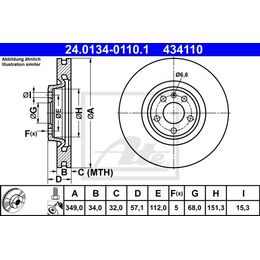 ATE Bremsensatz-Vorderachse SG00000B4E Bremsensatz, Scheibenbremse vorne rechts links bel&uuml;ftet 349mm f&uuml;r VAG 4M0615121S 4M0615301AB 4KE698151F