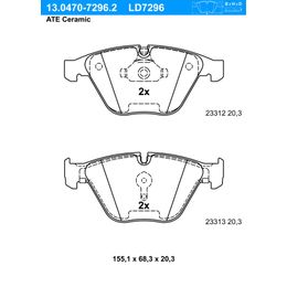 ATE Bremsbelagsatz, Scheibenbremse Ceramic 13.0470-7296.2 vorne rechts links f&uuml;r BMW 34116794916 34116794915 34116794918