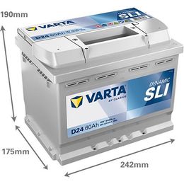 Varta Starterbatterie DYNAMIC SLI 12 V, 60 Ah, 540 A 560408054K262 12V 60Ah 540A f&uuml;r VW PEUGEOT LAND ROVER AUSTIN FIAT / LANCIA SAAB VOLVO NISSAN RENA