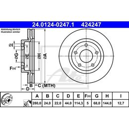 ATE Bremsensatz-Vorn und hinten SG00000DXI Bremsensatz, Scheibenbremse vorne rechts links bel&uuml;ftet 280mm f&uuml;r RENAULT INFINITI SUZUKI NISSAN D4060-EM11