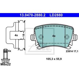 ATE Bremsensatz, Scheibenbremse 1420-42701 hinten rechts links voll 253mm f&uuml;r SKODA SEAT VAG 1K0615601AB 8E0698451J 3AA698451