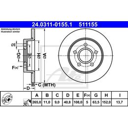 ATE Bremsensatz, Scheibenbremse 1420-42707 hinten rechts links voll 265mm f&uuml;r GENERAL MOTORS MAZDA VAUXHALL SAAB FORD VOLVO OPEL MEAV6J-2M008-CA 17538