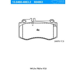 ATE Bremsbelagsatz, Scheibenbremse 13.0460-4863.2 vorne rechts links f&uuml;r MERCEDES-BENZ 0074206420 0074206320 A0054208520