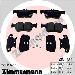 Zimmermann Bremsbelagsatz, Scheibenbremse 22231.145.1 hinten rechts links Foto entspricht Lieferumfang f&uuml;r FORD 2209329 KTJX61-2M007-AEC 2379248