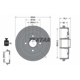 TEXTAR Bremstrommel 94043200 hinten rechts links f&uuml;r NISSAN 432063VU0A 432061HA0A