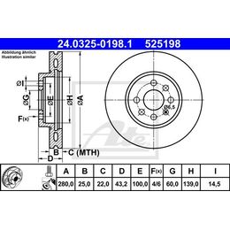 ATE Bremsensatz-Vorderachse SG00000D2I Bremsensatz, Scheibenbremse vorne hinten rechts links bel&uuml;ftet 280mm f&uuml;r KIA VAUXHALL OPEL CHEVROLET 569111 919